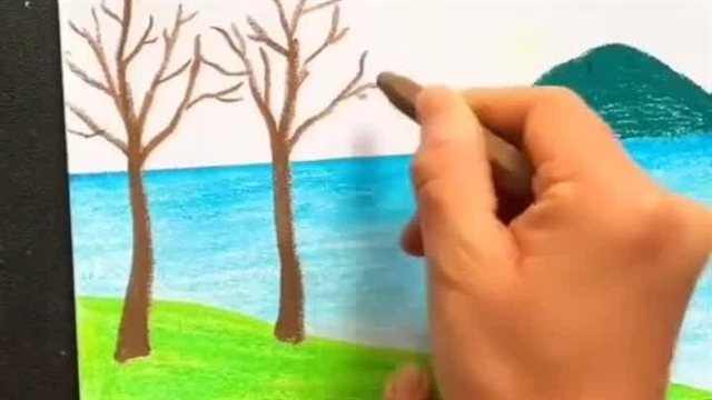 نقاشی طبیعت با مداد شمعی نماشا